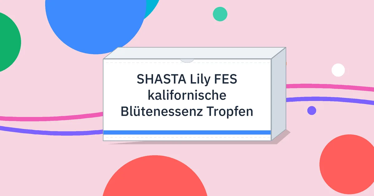 Symbolbild: Packung mit der Aufschrift SHASTA Lily FES kalifornische Blütenessenz Tropfen (PZN 18810099) – Verfügbarkeit und Bezug in Apotheken in Frankfurt am Main
