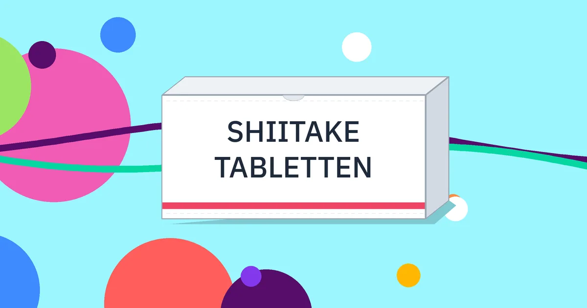 Symbolbild: Packung mit der Aufschrift SHIITAKE TABLETTEN (PZN 10133179) – Verfügbarkeit und Bezug in Apotheken in Frankfurt am Main