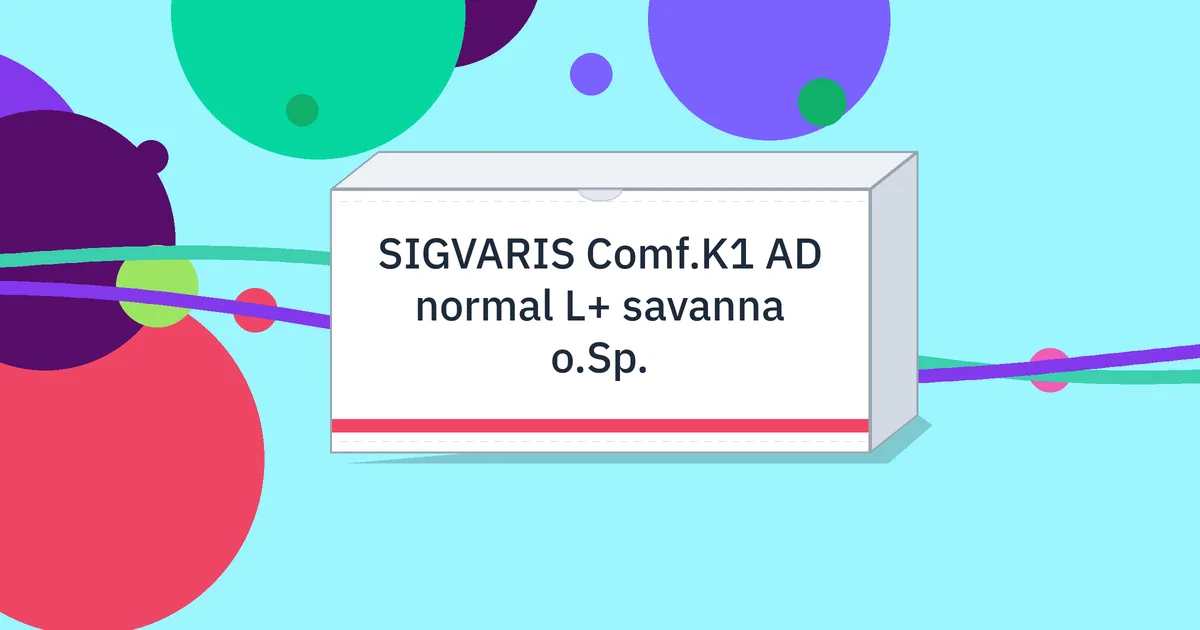 Symbolbild: Packung mit der Aufschrift SIGVARIS Comf.K1 AD normal L+ savanna o.Sp. (PZN 17094117) – Verfügbarkeit und Bezug in Apotheken in Frankfurt am Main
