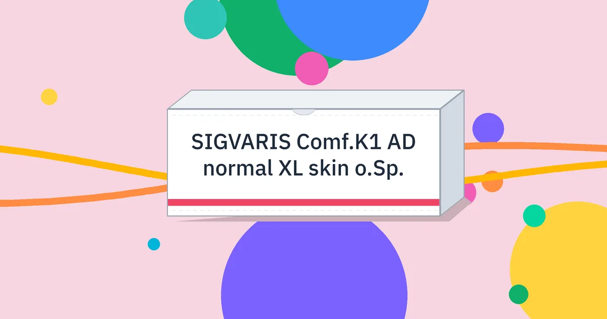 Symbolbild: Packung mit der Aufschrift SIGVARIS Comf.K1 AD normal XL skin o.Sp. (PZN 17093508) – Verfügbarkeit und Bezug in Apotheken in Frankfurt am Main