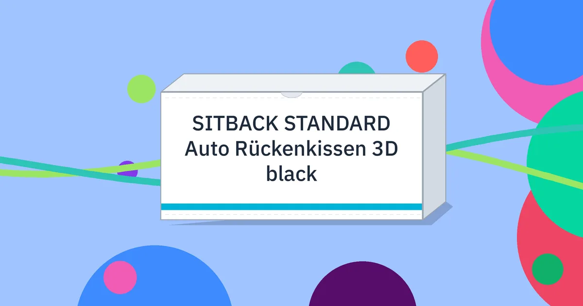 Symbolbild: Packung mit der Aufschrift SITBACK STANDARD Auto Rückenkissen 3D black (PZN 16860199) – Verfügbarkeit und Bezug in Apotheken in Frankfurt am Main