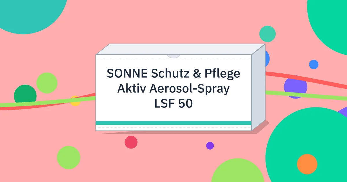 Symbolbild: Packung mit der Aufschrift SONNE Schutz & Pflege Aktiv Aerosol-Spray LSF 50 (PZN 19404579) – Verfügbarkeit und Bezug in Apotheken in Frankfurt am Main