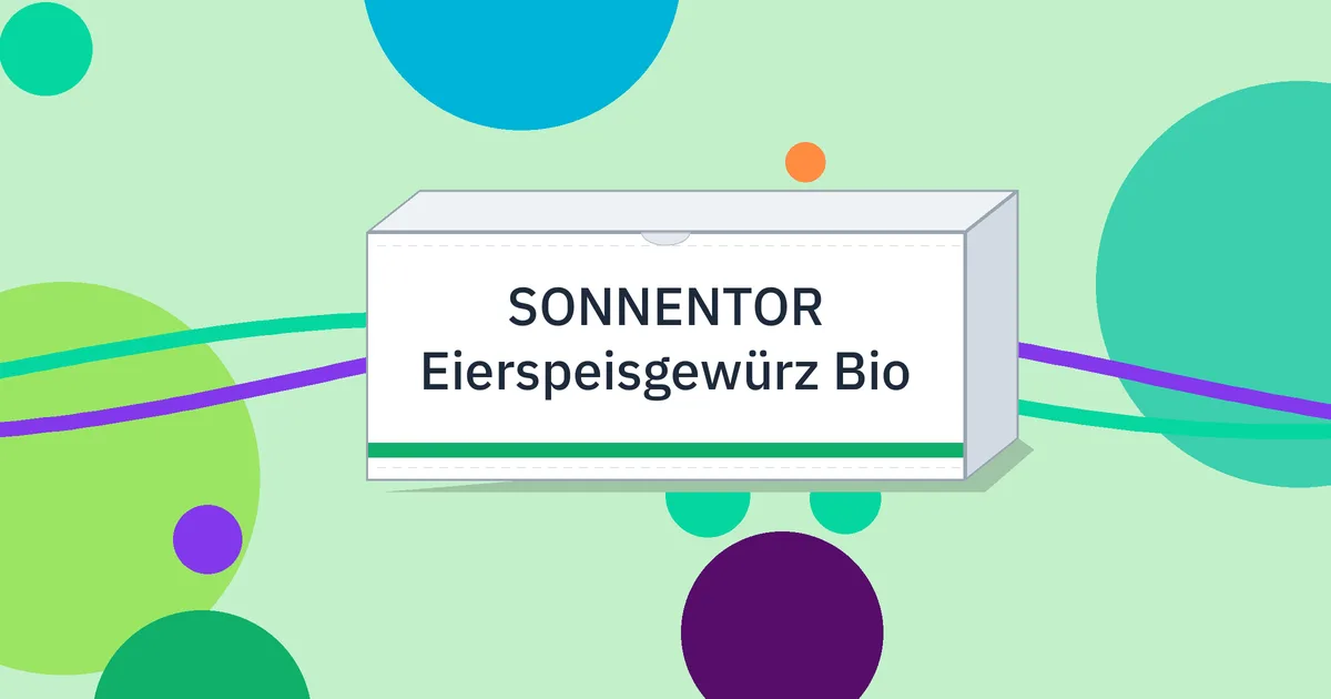 Symbolbild: Packung mit der Aufschrift SONNENTOR Eierspeisgewürz Bio (PZN 18902720) – Verfügbarkeit und Bezug in Apotheken in Frankfurt am Main