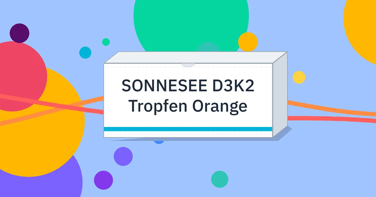 Symbolbild: Packung mit der Aufschrift SONNESEE D3K2 Tropfen Orange (PZN 19906654) – Verfügbarkeit und Bezug in Apotheken in Frankfurt am Main