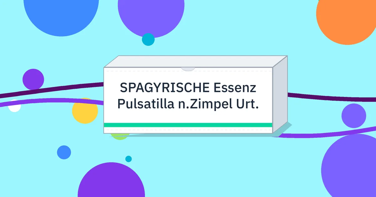 Symbolbild: Packung mit der Aufschrift SPAGYRISCHE Essenz Pulsatilla n.Zimpel Urt. (PZN 04736548) – Verfügbarkeit und Bezug in Apotheken in Frankfurt am Main