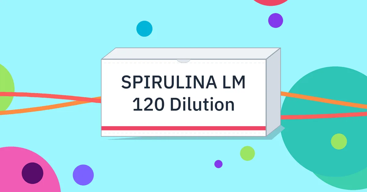 Symbolbild: Packung mit der Aufschrift SPIRULINA LM 120 Dilution (PZN 13683348) – Verfügbarkeit und Bezug in Apotheken in Frankfurt am Main