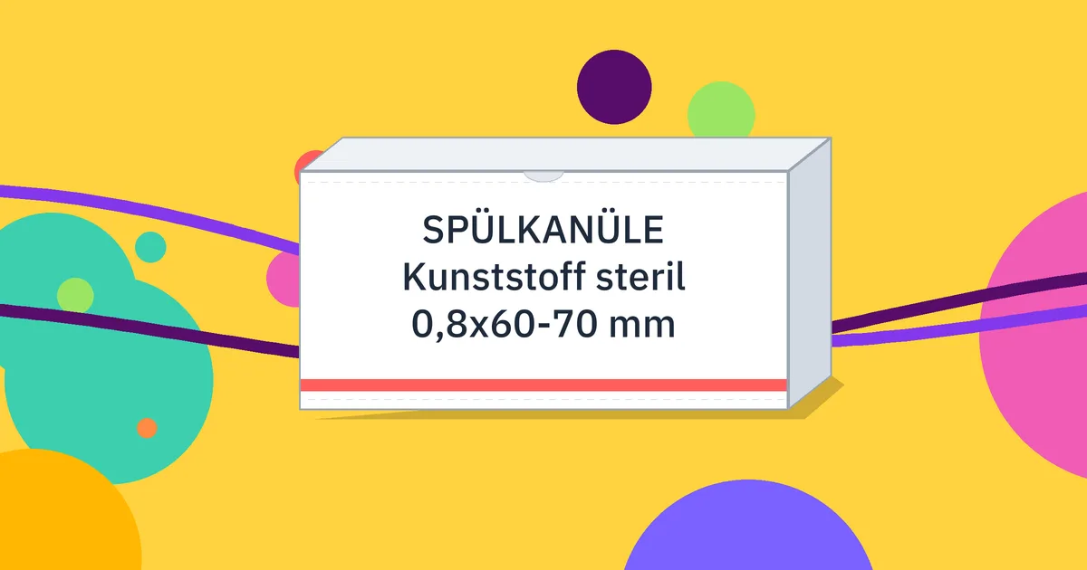 Symbolbild: Packung mit der Aufschrift SPÜLKANÜLE Kunststoff steril 0,8x60-70 mm (PZN 19988178) – Verfügbarkeit und Bezug in Apotheken in Frankfurt am Main