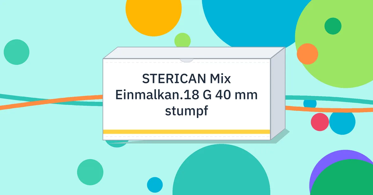 Symbolbild: Packung mit der Aufschrift STERICAN Mix Einmalkan.18 G 40 mm stumpf (PZN 18746734) – Verfügbarkeit und Bezug in Apotheken in Frankfurt am Main
