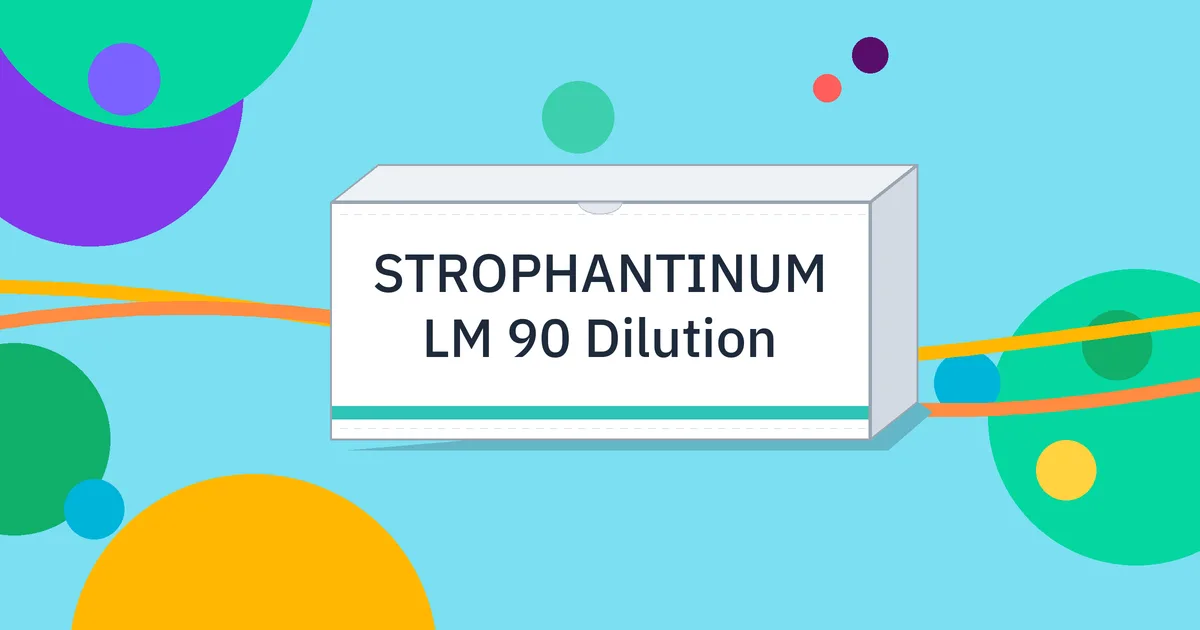 Symbolbild: Packung mit der Aufschrift STROPHANTINUM LM 90 Dilution (PZN 13685117) – Verfügbarkeit und Bezug in Apotheken in Frankfurt am Main