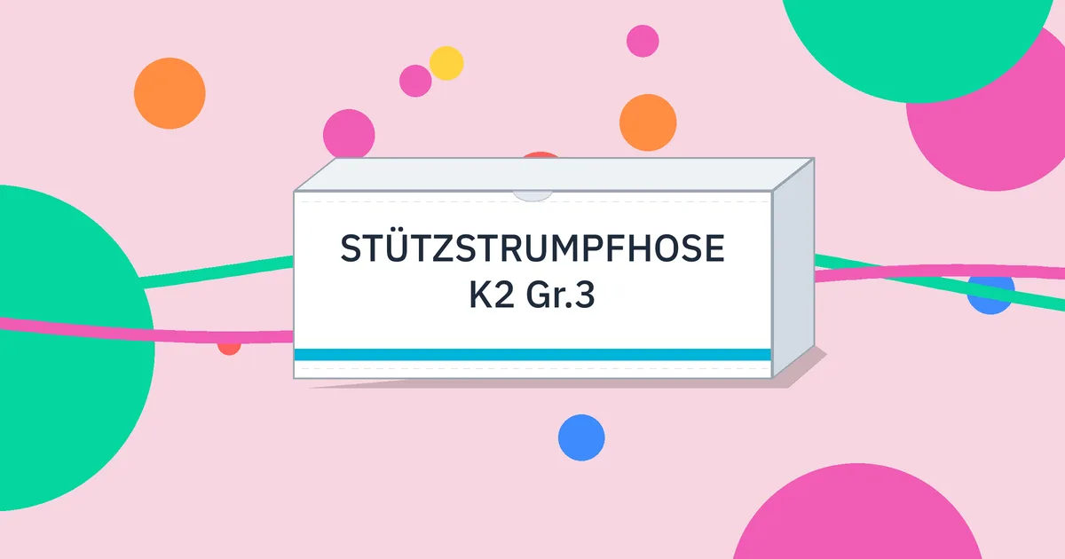 Symbolbild: Packung mit der Aufschrift STÜTZSTRUMPFHOSE K2 Gr.3 (PZN 01969878) – Verfügbarkeit und Bezug in Apotheken in Frankfurt am Main