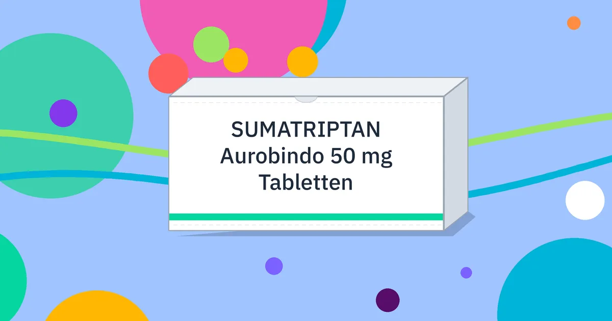 Symbolbild: Packung mit der Aufschrift SUMATRIPTAN Aurobindo 50 mg Tabletten (PZN 18376148) – Verfügbarkeit und Bezug in Apotheken in Frankfurt am Main
