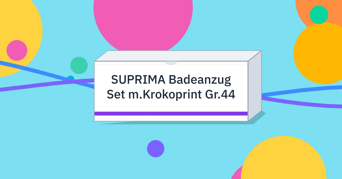 Symbolbild: Packung mit der Aufschrift SUPRIMA Badeanzug Set m.Krokoprint Gr.44 (PZN 15623965) – Verfügbarkeit und Bezug in Apotheken in Frankfurt am Main