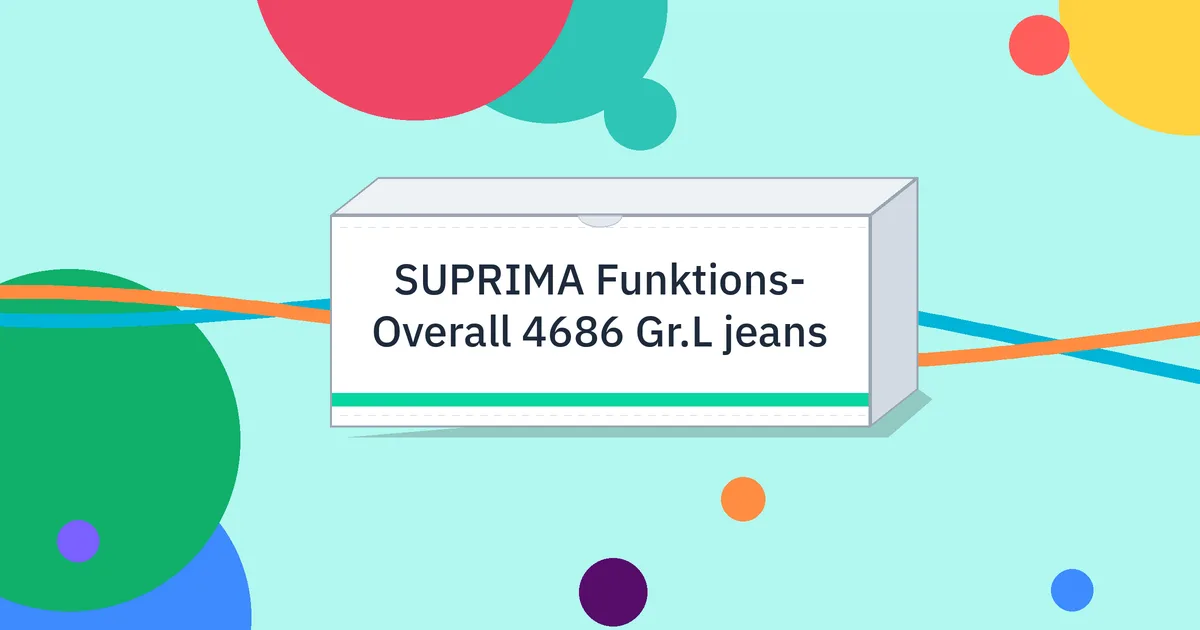 Symbolbild: Packung mit der Aufschrift SUPRIMA Funktions-Overall 4686 Gr.L jeans (PZN 03188613) – Verfügbarkeit und Bezug in Apotheken in Frankfurt am Main