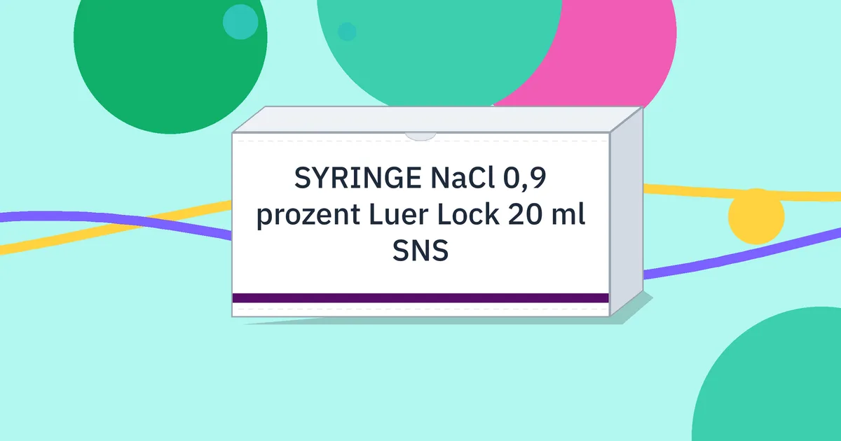 Symbolbild: Packung mit der Aufschrift SYRINGE NaCl 0,9 prozent Luer Lock 20 ml SNS (PZN 17984822) – Verfügbarkeit und Bezug in Apotheken in Frankfurt am Main