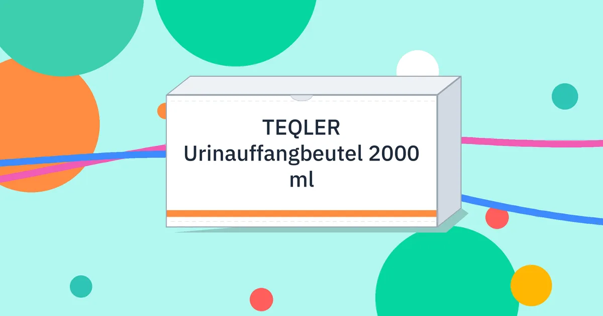 Symbolbild: Packung mit der Aufschrift TEQLER Urinauffangbeutel 2000 ml (PZN 20143977) – Verfügbarkeit und Bezug in Apotheken in Frankfurt am Main