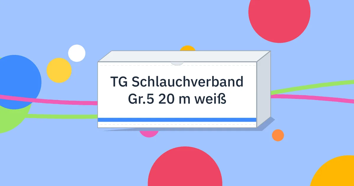 Symbolbild: Packung mit der Aufschrift TG Schlauchverband Gr.5 20 m weiß (PZN 01020269) – Verfügbarkeit und Bezug in Apotheken in Frankfurt am Main