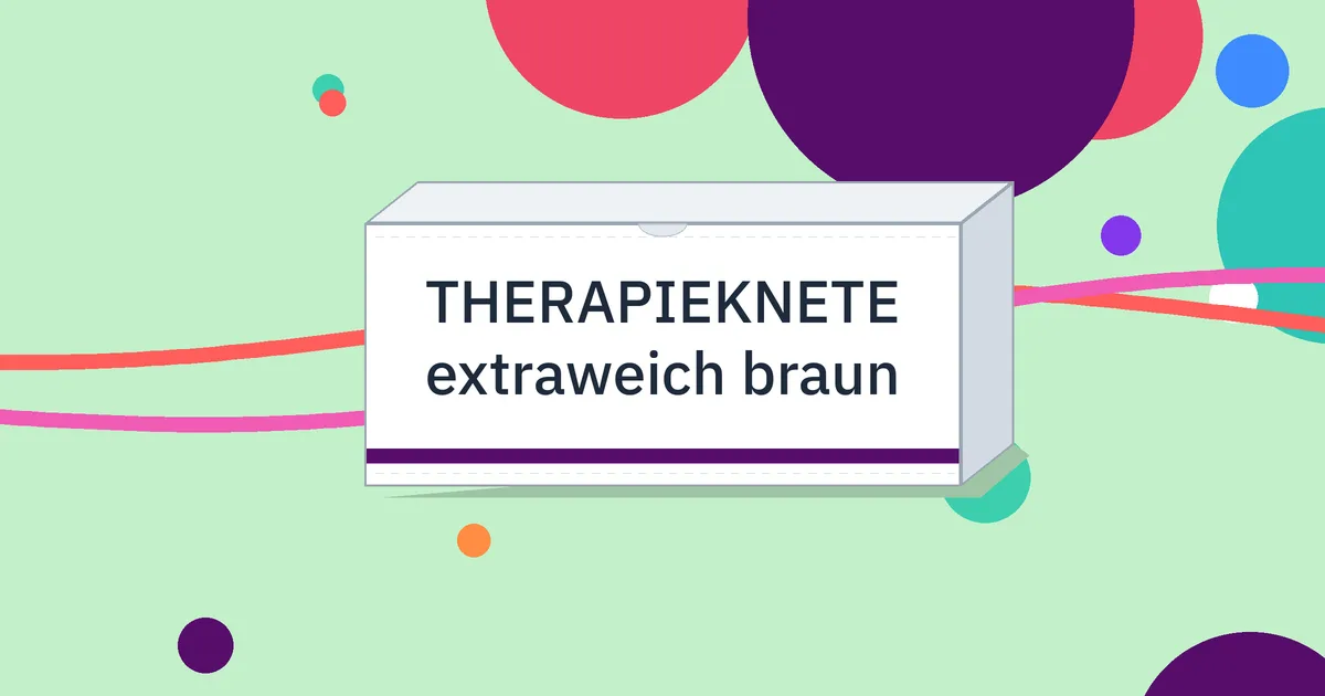 Symbolbild: Packung mit der Aufschrift THERAPIEKNETE extraweich braun (PZN 15658774) – Verfügbarkeit und Bezug in Apotheken in Frankfurt am Main
