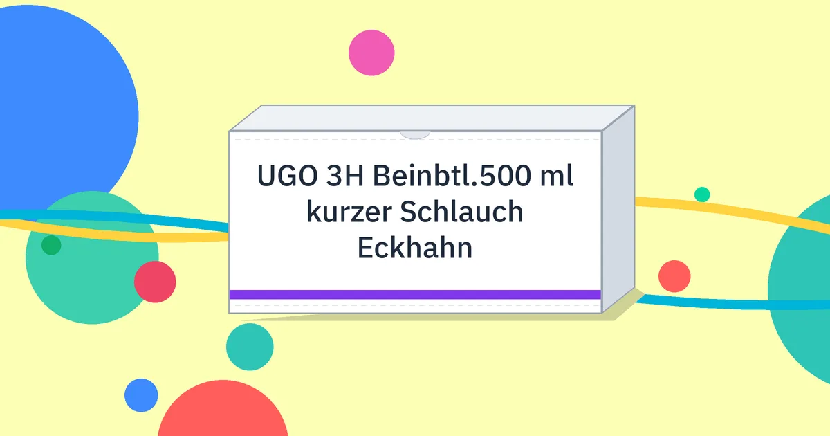 Symbolbild: Packung mit der Aufschrift UGO 3H Beinbtl.500 ml kurzer Schlauch Eckhahn (PZN 13814454) – Verfügbarkeit und Bezug in Apotheken in Frankfurt am Main