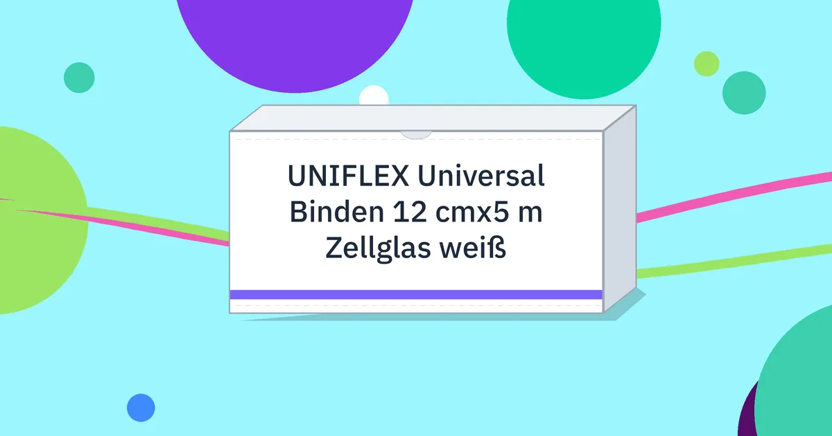Symbolbild: Packung mit der Aufschrift UNIFLEX Universal Binden 12 cmx5 m Zellglas weiß (PZN 04589314) – Verfügbarkeit und Bezug in Apotheken in Frankfurt am Main