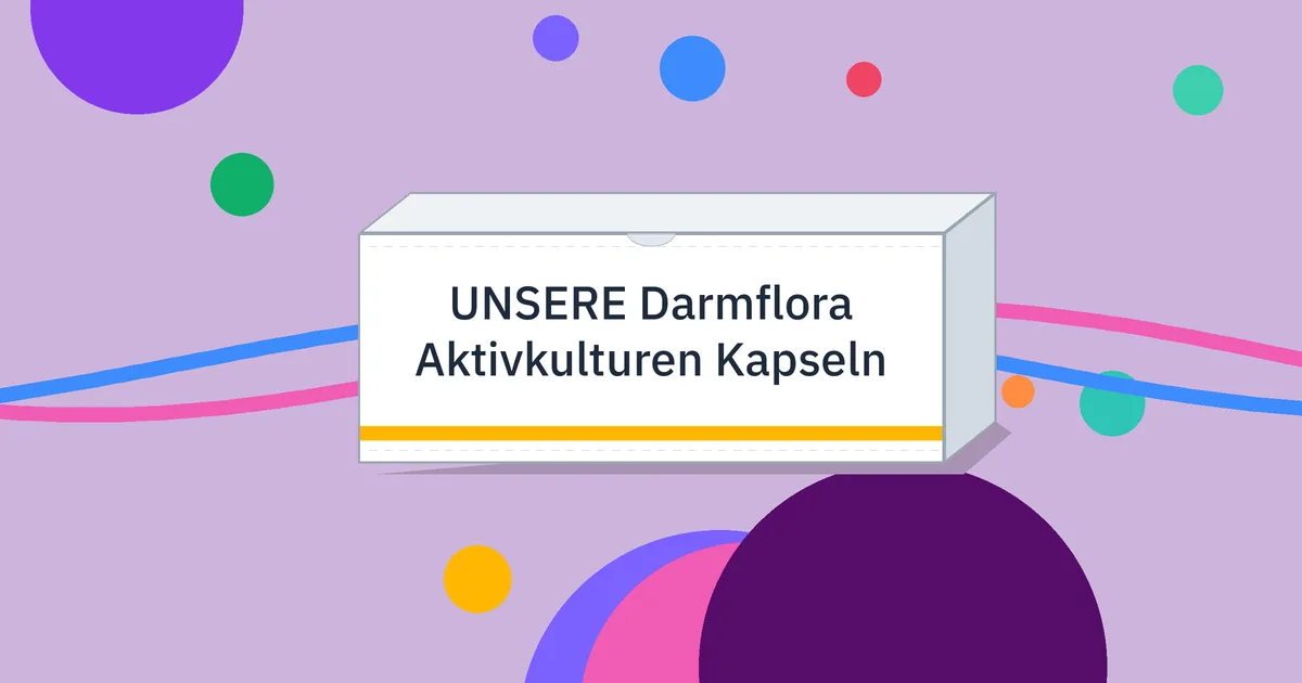Symbolbild: Packung mit der Aufschrift UNSERE Darmflora Aktivkulturen Kapseln (PZN 12900134) – Verfügbarkeit und Bezug in Apotheken in Frankfurt am Main
