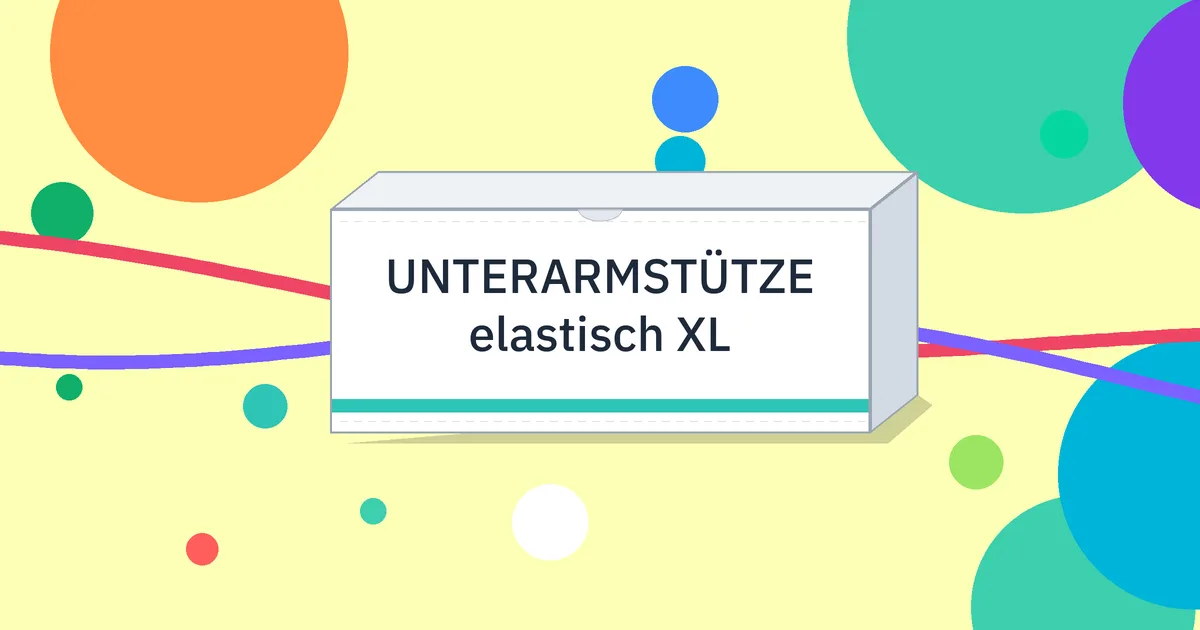 Symbolbild: Packung mit der Aufschrift UNTERARMSTÜTZE elastisch XL (PZN 19070411) – Verfügbarkeit und Bezug in Apotheken in Frankfurt am Main