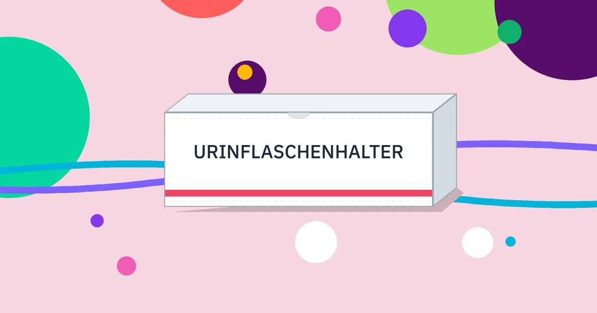 Symbolbild: Packung mit der Aufschrift URINFLASCHENHALTER (PZN 08453043) – Verfügbarkeit und Bezug in Apotheken in Frankfurt am Main