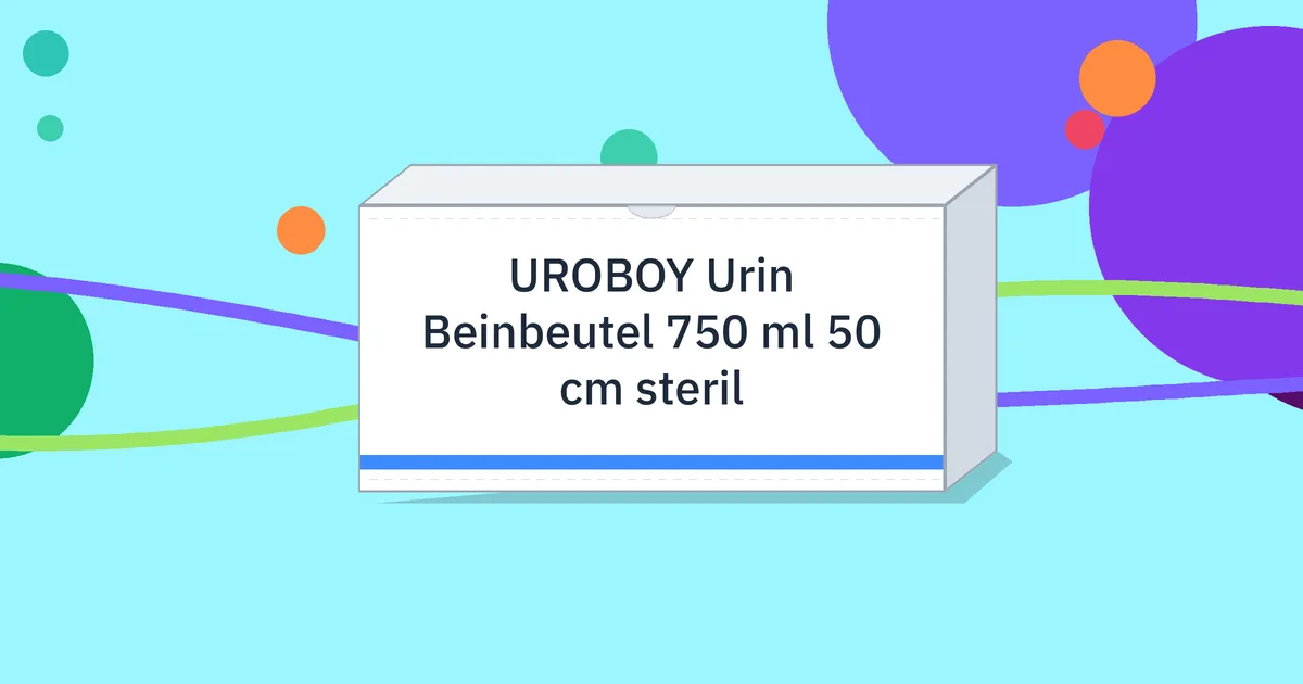 Symbolbild: Packung mit der Aufschrift UROBOY Urin Beinbeutel 750 ml 50 cm steril (PZN 14401576) – Verfügbarkeit und Bezug in Apotheken in Frankfurt am Main