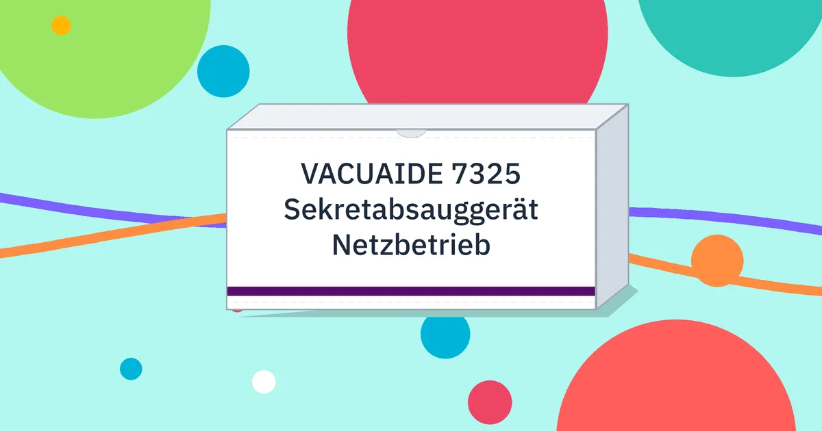 Symbolbild: Packung mit der Aufschrift VACUAIDE 7325 Sekretabsauggerät Netzbetrieb (PZN 18273224) – Verfügbarkeit und Bezug in Apotheken in Frankfurt am Main