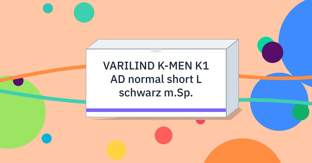 Symbolbild: Packung mit der Aufschrift VARILIND K-MEN K1 AD normal short L schwarz m.Sp. (PZN 20569127) – Verfügbarkeit und Bezug in Apotheken in Frankfurt am Main