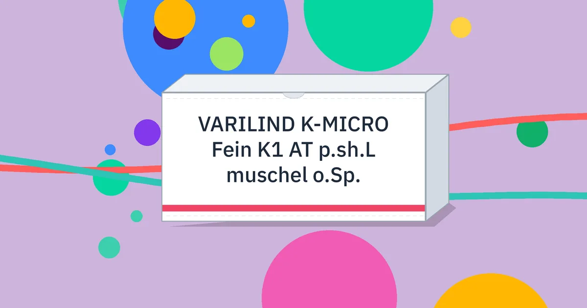 Symbolbild: Packung mit der Aufschrift VARILIND K-MICRO Fein K1 AT p.sh.L muschel o.Sp. (PZN 20553037) – Verfügbarkeit und Bezug in Apotheken in Frankfurt am Main