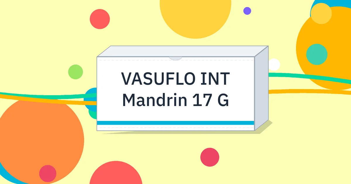 Symbolbild: Packung mit der Aufschrift VASUFLO INT Mandrin 17 G (PZN 08495917) – Verfügbarkeit und Bezug in Apotheken in Frankfurt am Main