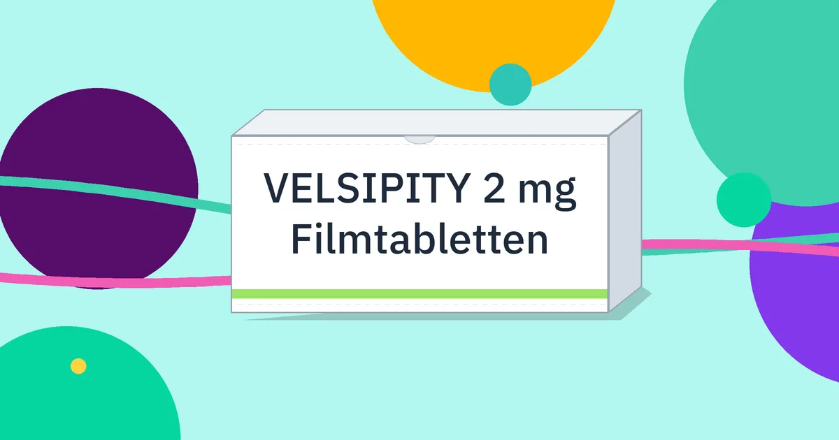 Symbolbild: Packung mit der Aufschrift VELSIPITY 2 mg Filmtabletten (PZN 19924600) – Verfügbarkeit und Bezug in Apotheken in Frankfurt am Main