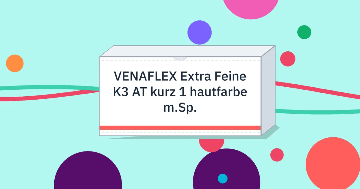 Symbolbild: Packung mit der Aufschrift VENAFLEX Extra Feine K3 AT kurz 1 hautfarbe m.Sp. (PZN 18308595) – Verfügbarkeit und Bezug in Apotheken in Frankfurt am Main
