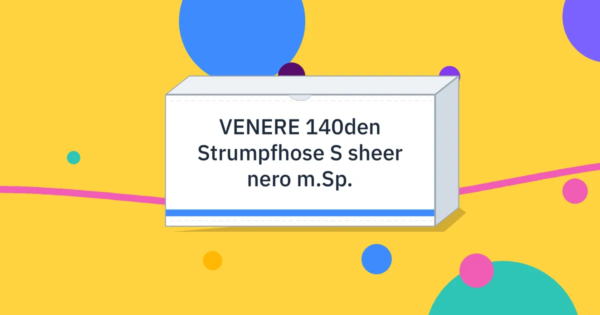 Symbolbild: Packung mit der Aufschrift VENERE 140den Strumpfhose S sheer nero m.Sp. (PZN 16171399) – Verfügbarkeit und Bezug in Apotheken in Frankfurt am Main