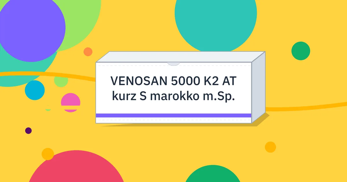 Symbolbild: Packung mit der Aufschrift VENOSAN 5000 K2 AT kurz S marokko m.Sp. (PZN 14431962) – Verfügbarkeit und Bezug in Apotheken in Frankfurt am Main