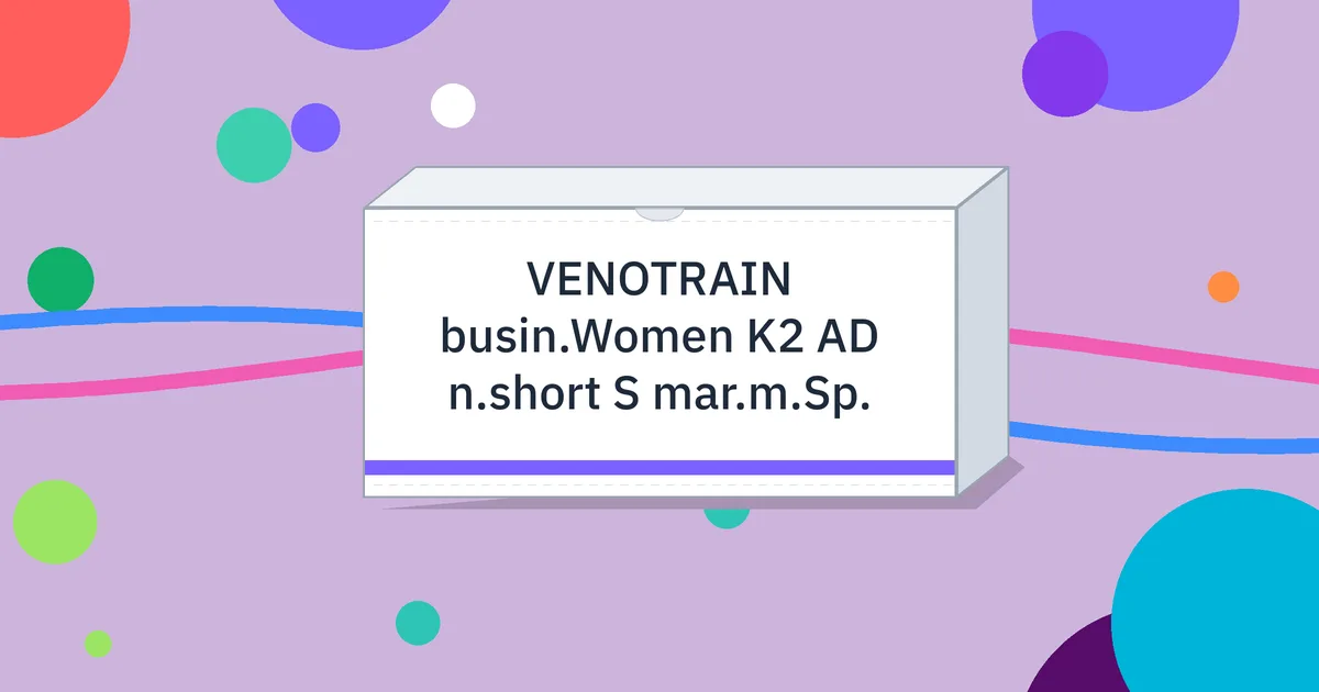 Symbolbild: Packung mit der Aufschrift VENOTRAIN busin.Women K2 AD n.short S mar.m.Sp. (PZN 10195884) – Verfügbarkeit und Bezug in Apotheken in Frankfurt am Main