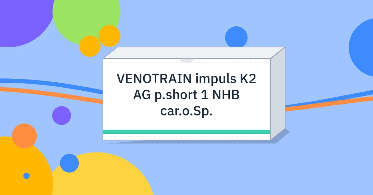 Symbolbild: Packung mit der Aufschrift VENOTRAIN impuls K2 AG p.short 1 NHB car.o.Sp. (PZN 08421617) – Verfügbarkeit und Bezug in Apotheken in Frankfurt am Main