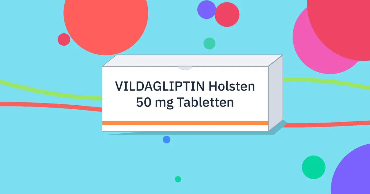 Symbolbild: Packung mit der Aufschrift VILDAGLIPTIN Holsten 50 mg Tabletten (PZN 17887645) – Verfügbarkeit und Bezug in Apotheken in Frankfurt am Main