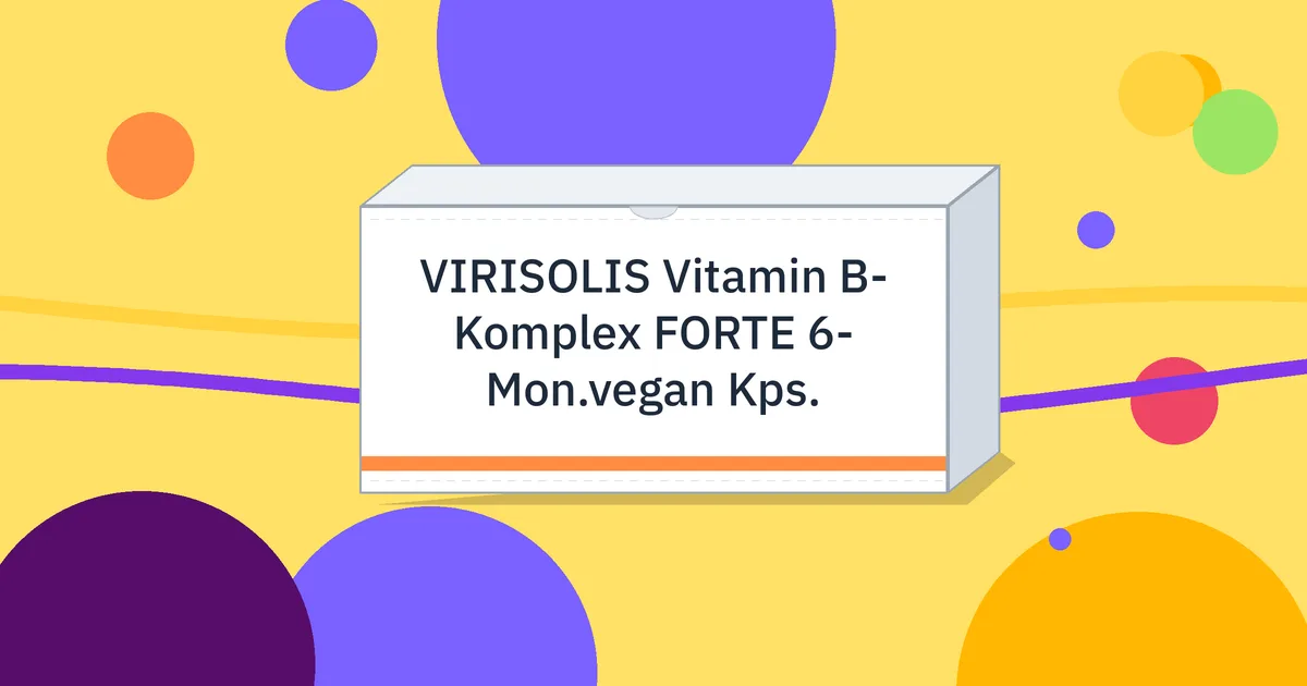 Symbolbild: Packung mit der Aufschrift VIRISOLIS Vitamin B-Komplex FORTE 6-Mon.vegan Kps. (PZN 17268445) – Verfügbarkeit und Bezug in Apotheken in Frankfurt am Main