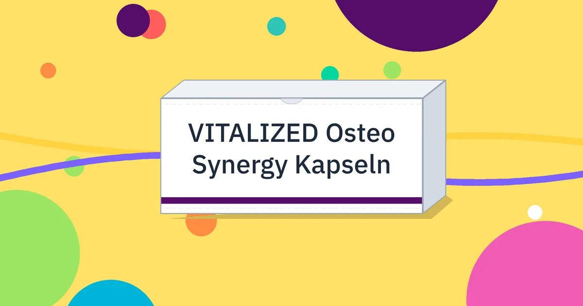 Symbolbild: Packung mit der Aufschrift VITALIZED Osteo Synergy Kapseln (PZN 20140430) – Verfügbarkeit und Bezug in Apotheken in Frankfurt am Main