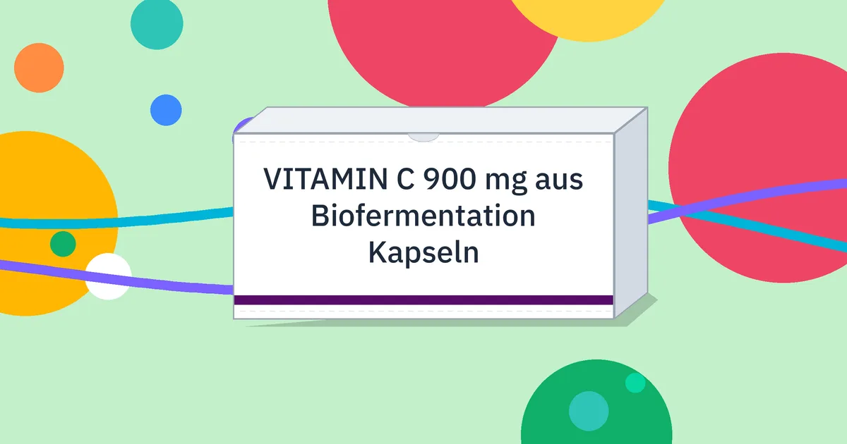 Symbolbild: Packung mit der Aufschrift VITAMIN C 900 mg aus Biofermentation Kapseln (PZN 16657096) – Verfügbarkeit und Bezug in Apotheken in Frankfurt am Main