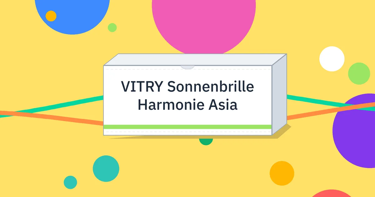 Symbolbild: Packung mit der Aufschrift VITRY Sonnenbrille Harmonie Asia (PZN 18452694) – Verfügbarkeit und Bezug in Apotheken in Frankfurt am Main