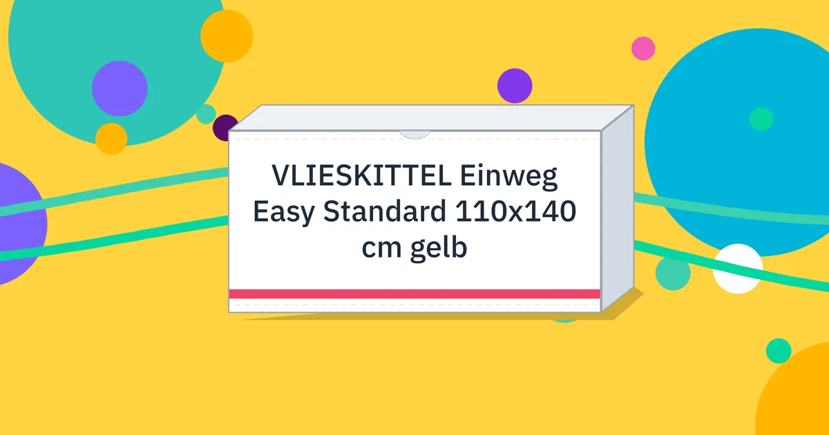 Symbolbild: Packung mit der Aufschrift VLIESKITTEL Einweg Easy Standard 110x140 cm gelb (PZN 10524738) – Verfügbarkeit und Bezug in Apotheken in Frankfurt am Main