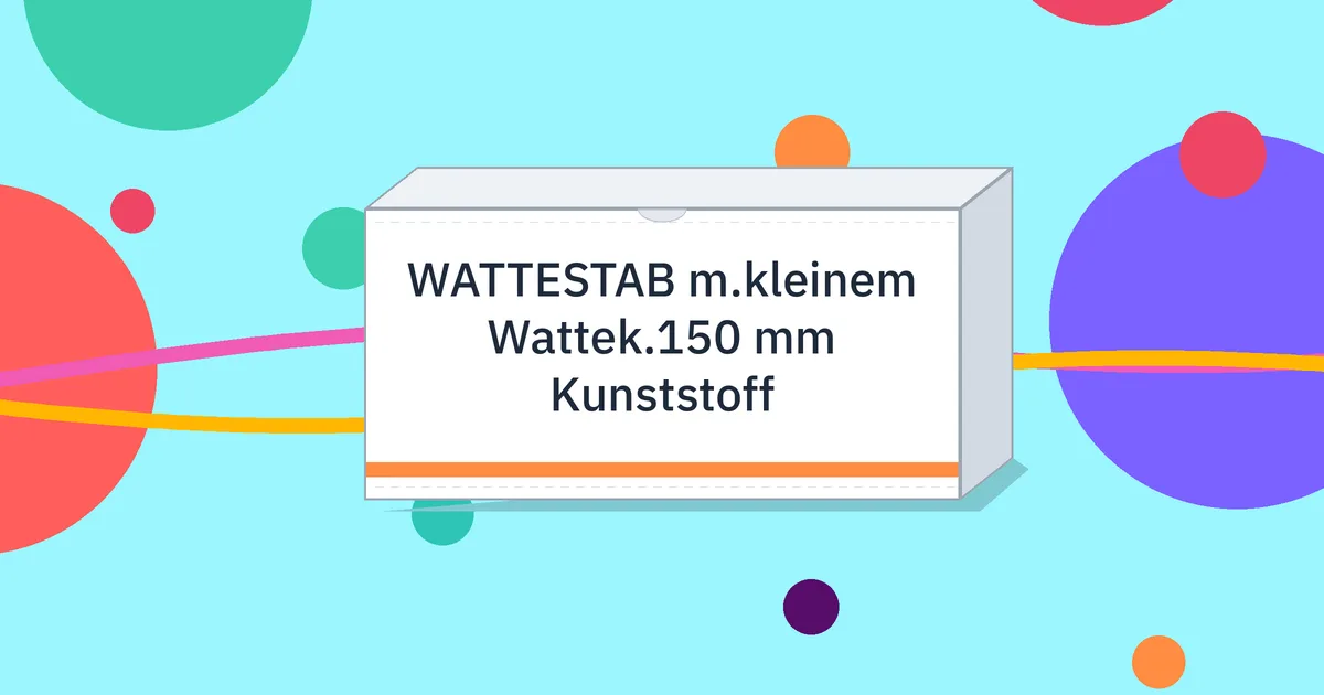 Symbolbild: Packung mit der Aufschrift WATTESTAB m.kleinem Wattek.150 mm Kunststoff (PZN 01407407) – Verfügbarkeit und Bezug in Apotheken in Frankfurt am Main
