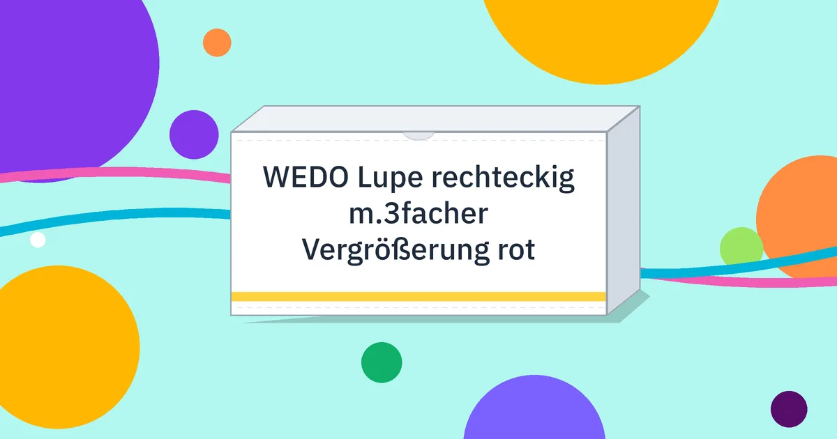 Symbolbild: Packung mit der Aufschrift WEDO Lupe rechteckig m.3facher Vergrößerung rot (PZN 14375175) – Verfügbarkeit und Bezug in Apotheken in Frankfurt am Main