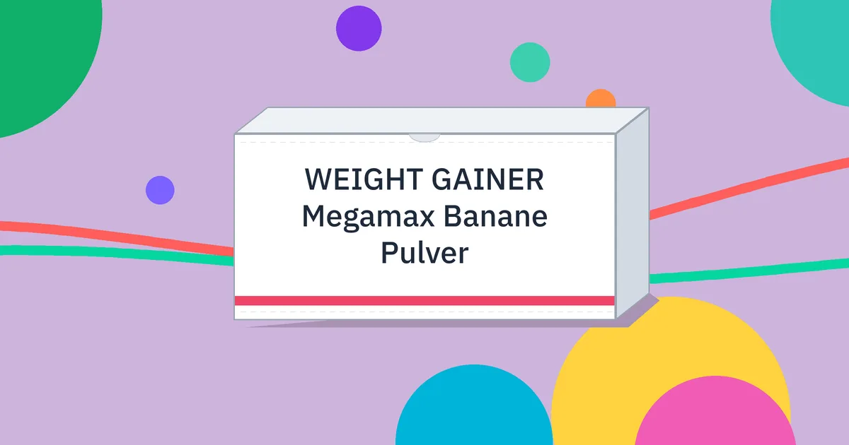 Symbolbild: Packung mit der Aufschrift WEIGHT GAINER Megamax Banane Pulver (PZN 07346003) – Verfügbarkeit und Bezug in Apotheken in Frankfurt am Main
