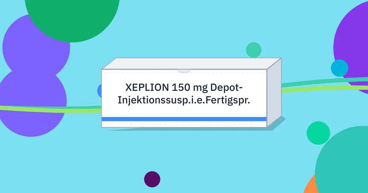 Symbolbild: Packung mit der Aufschrift XEPLION 150 mg Depot-Injektionssusp.i.e.Fertigspr. (PZN 16613785) – Verfügbarkeit und Bezug in Apotheken in Frankfurt am Main