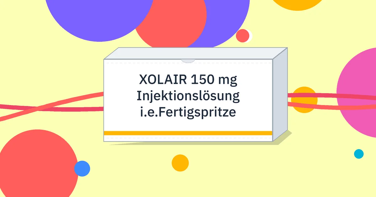 Symbolbild: Packung mit der Aufschrift XOLAIR 150 mg Injektionslösung i.e.Fertigspritze (PZN 14172124) – Verfügbarkeit und Bezug in Apotheken in Frankfurt am Main