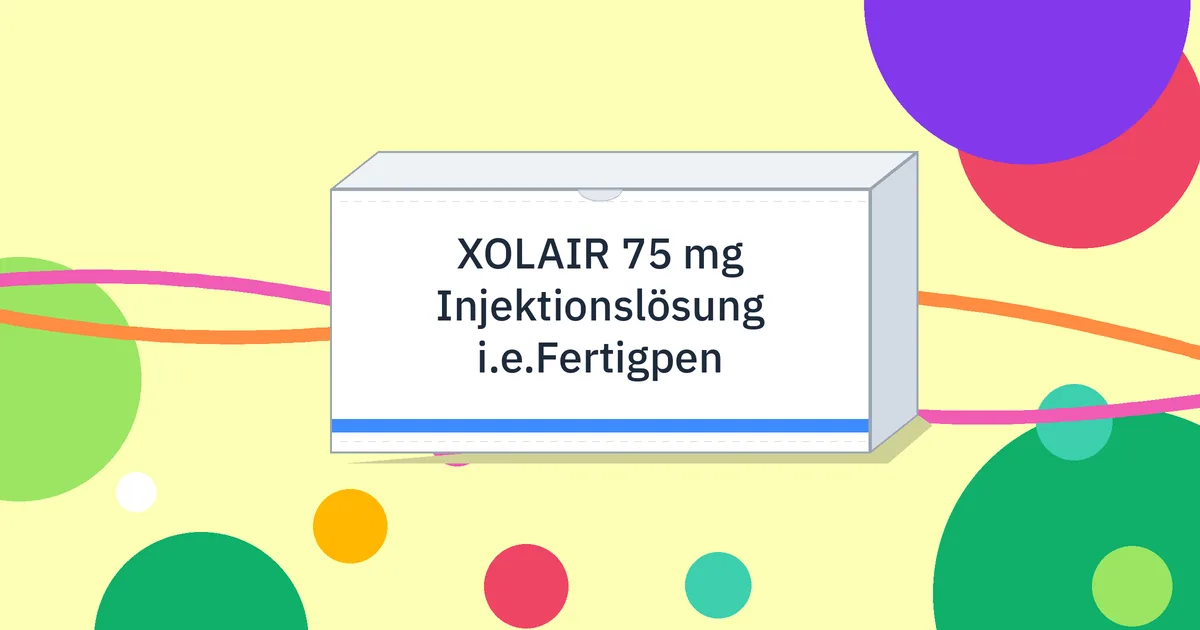 Symbolbild: Packung mit der Aufschrift XOLAIR 75 mg Injektionslösung i.e.Fertigpen (PZN 18036808) – Verfügbarkeit und Bezug in Apotheken in Frankfurt am Main