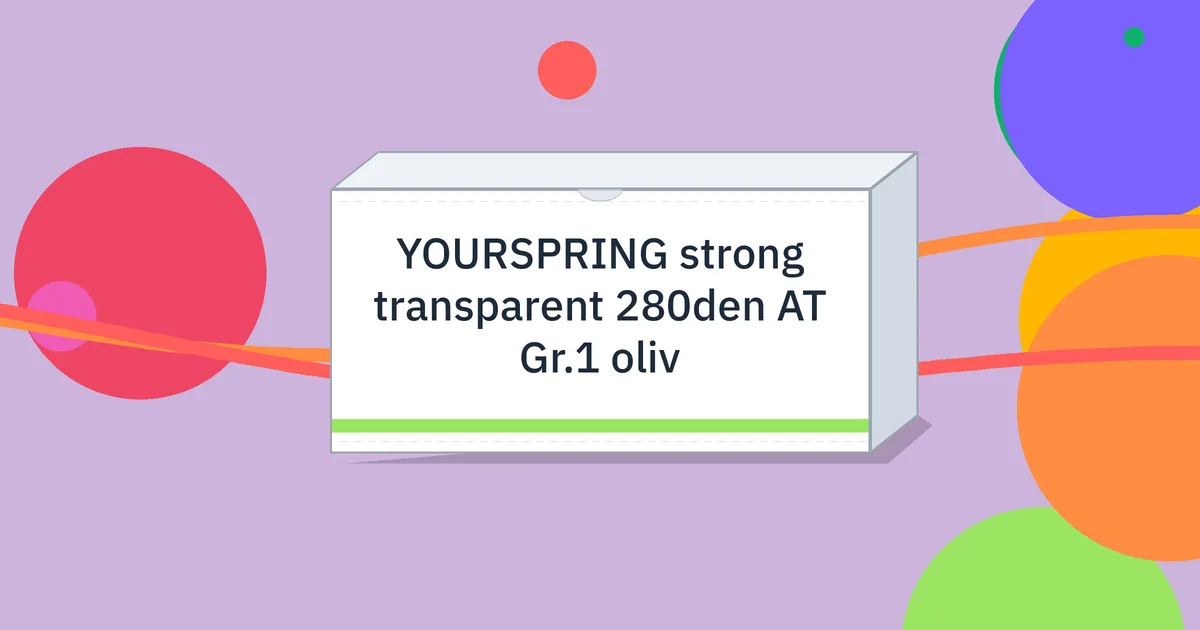 Symbolbild: Packung mit der Aufschrift YOURSPRING strong transparent 280den AT Gr.1 oliv (PZN 18058299) – Verfügbarkeit und Bezug in Apotheken in Frankfurt am Main